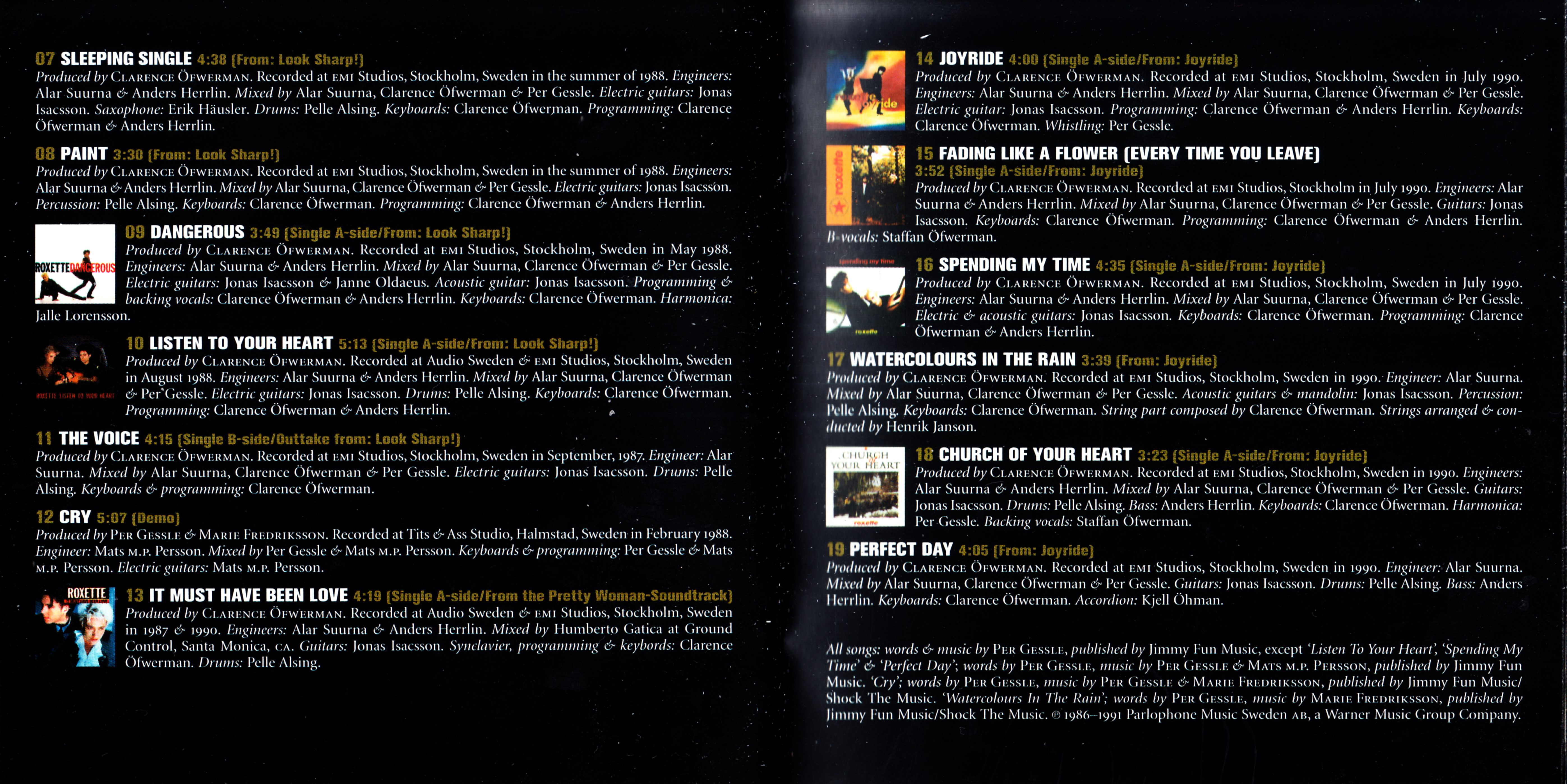 Roxette The RoxBox; roxettes greatest songs : Booklet11 aus | CD Covers ...